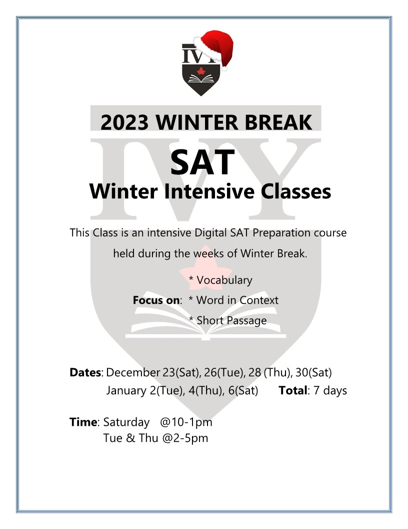 2023 Winter Break Digital SAT Intensive Classes – The Ivy Academy